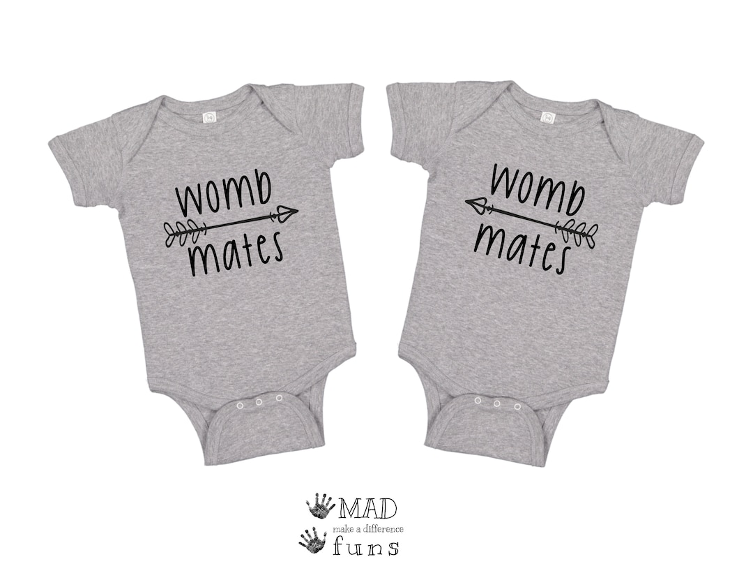 Womb Mates TWIN Baby Outfit | New Baby Twins Gift | Funny Twin Parents ...