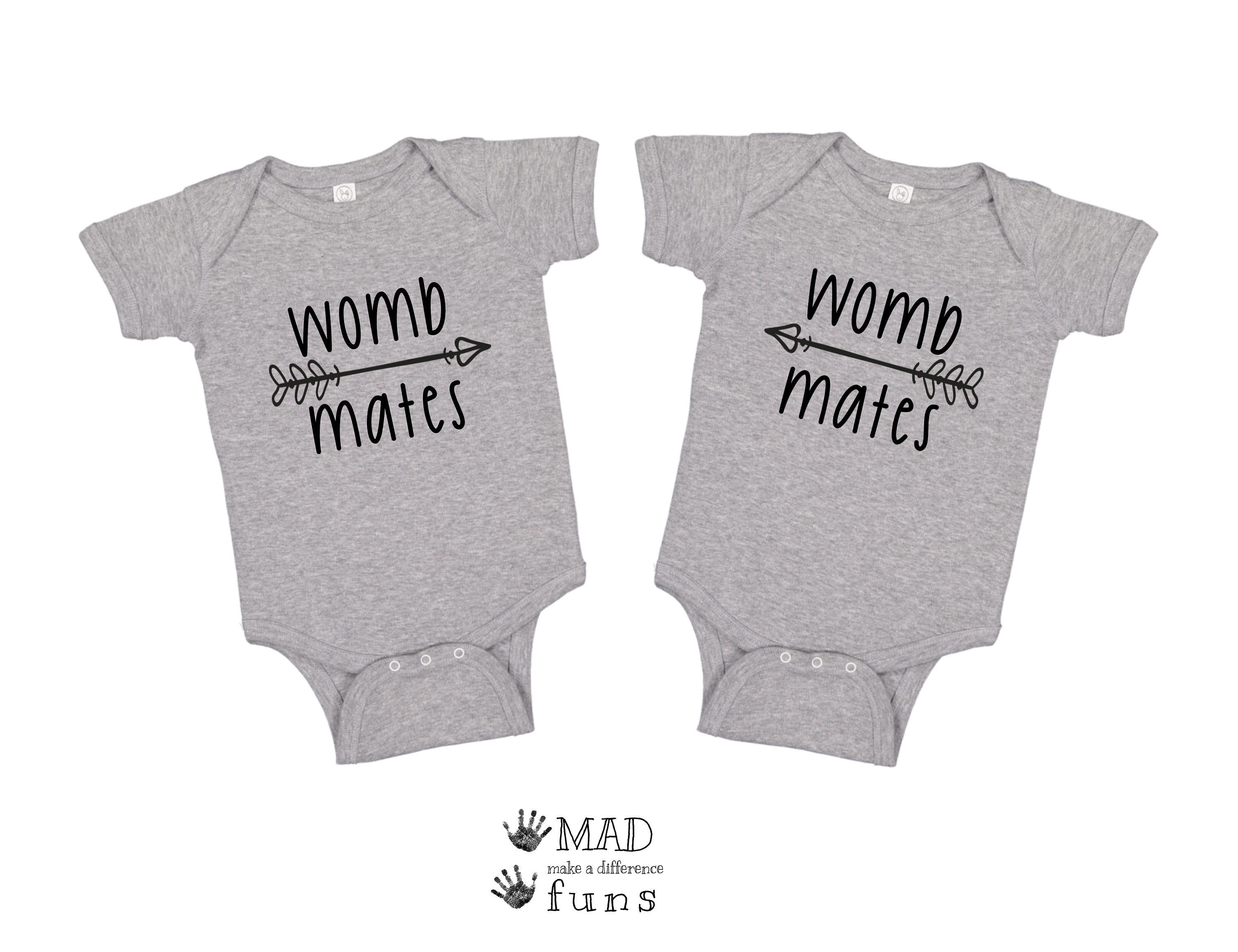 Womb Mates TWIN Baby Outfit | New Baby Twins Gift | Funny Twin Parents ...