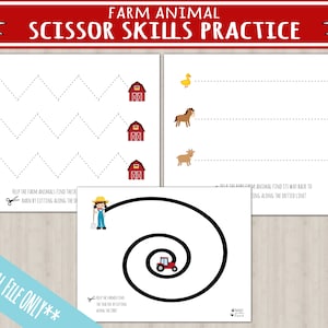 Farm Animal Scissor Skills Printable Activity | Busy Binder Worksheet ...
