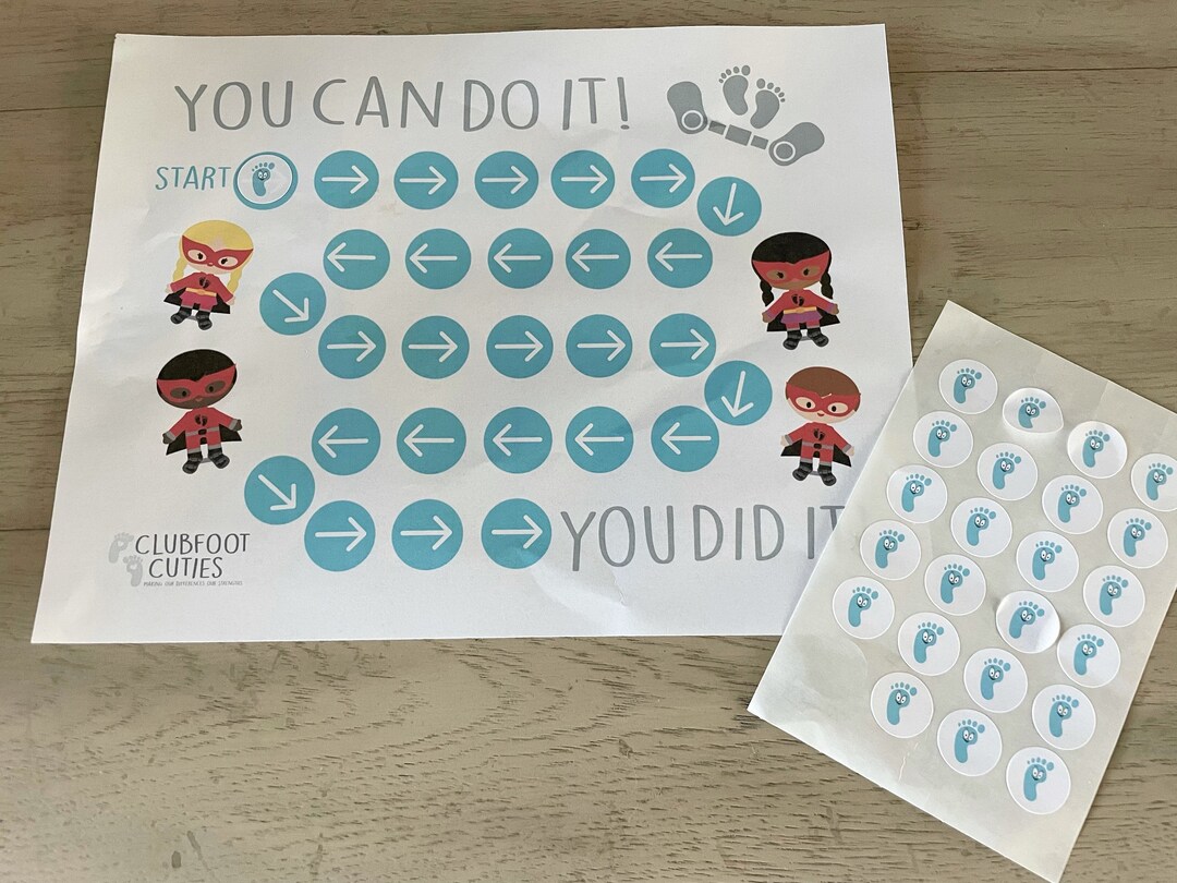 Superhero Clubfoot Cuties BNB Sticker Chart With Happy Face Footprint ...