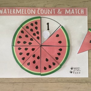 Watermelon Count and Match Activity |printable INSTANT DOWNLOAD ...