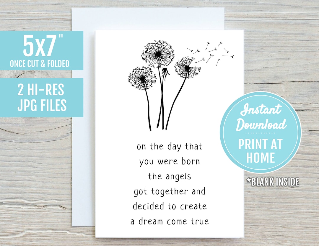 On the Day That You Were Born Song Dream Come True 5x7 Printable ...