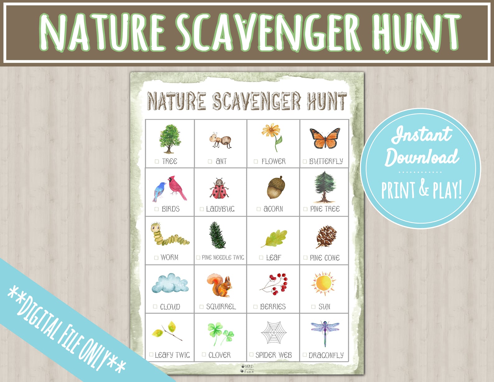 Nature Scavenger Hunt Activityinstant PRINTABLE DOWNLOAD - Etsy
