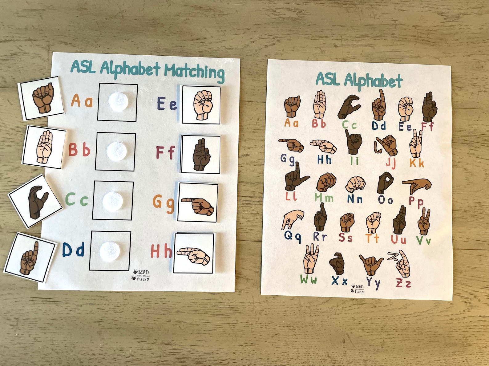 Learn Teach American Sign Language Letter Matching Game ASL | Etsy