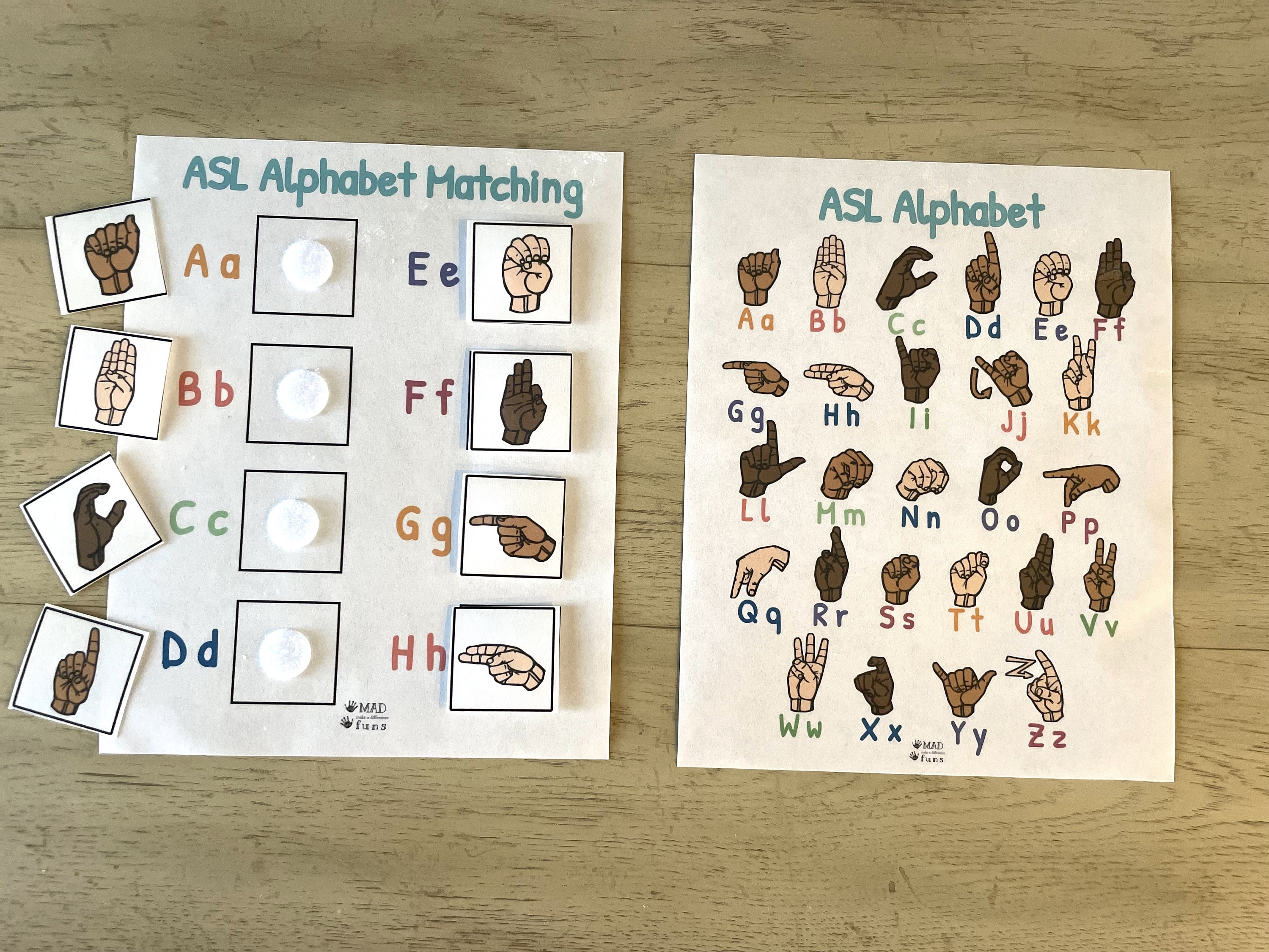 Learn Teach American Sign Language Letter Matching Game ASL | Etsy