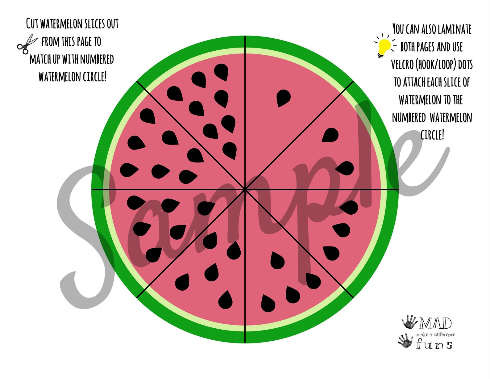 Watermelon Count and Match Activity printable INSTANT - Etsy