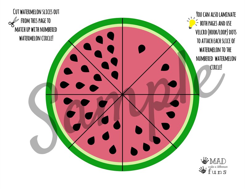 Watermelon Count and Match Activity printable INSTANT - Etsy