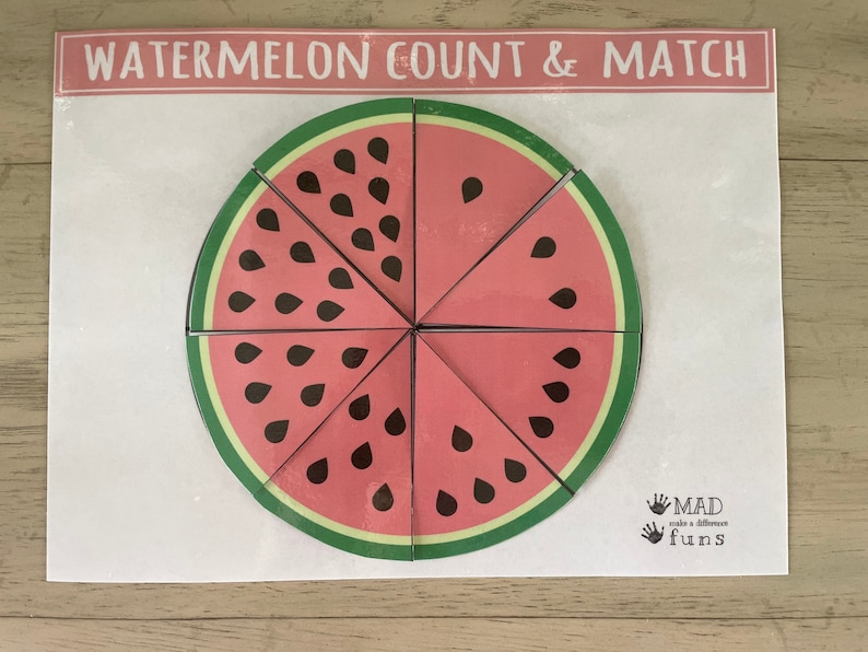 Watermelon Count and Match Activity printable INSTANT - Etsy