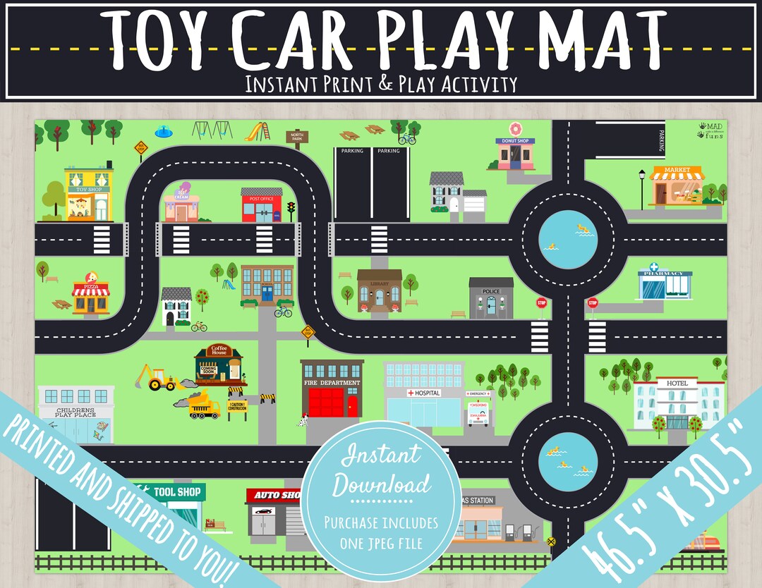 Personalized Toy Car Play Mat Large Size 46.5 X 30.5 Inches Poster ...