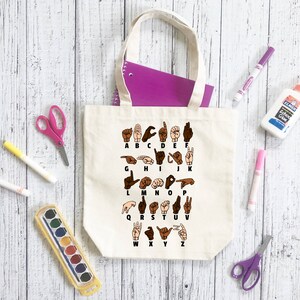American Sign Language Alphabet Tote Bag | ASL Multi Color Bag | Sign ...