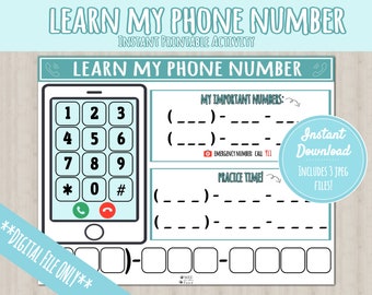 Phone Number Printable Busy Book Page, All About Me Pdf Page, Toddler ...