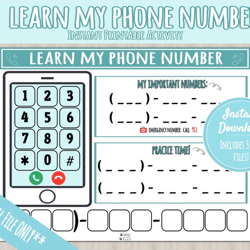 Learn Phone Number Printable Activity About Me Busy Binder - Etsy