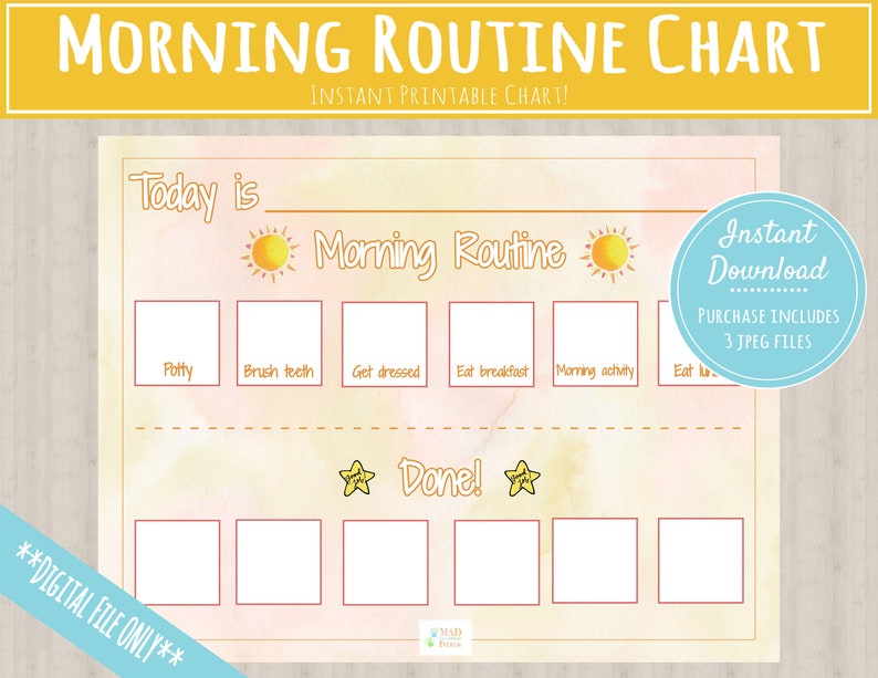 Morning Routine Chart for Toddlers Toddler Matching | Etsy