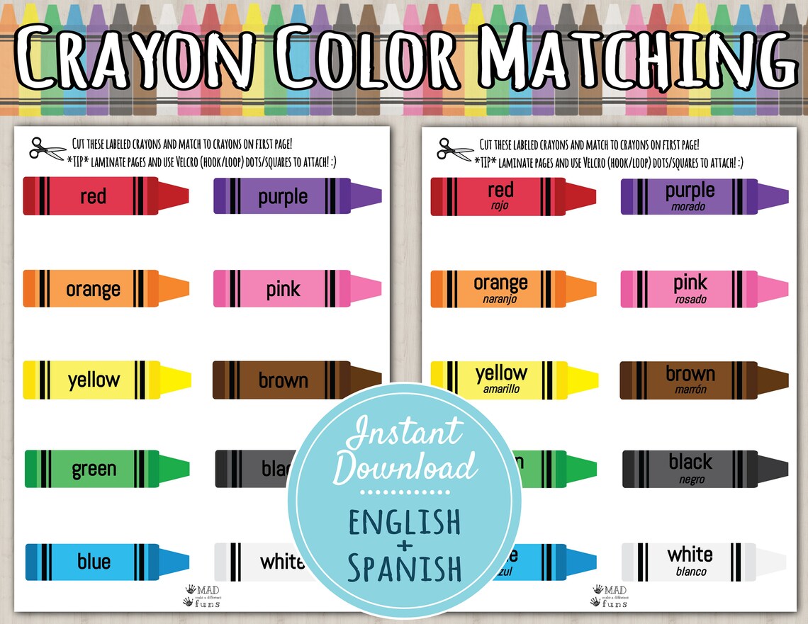 Learning Colors Crayon Printable Activity DIGITAL DOWNLOAD - Etsy