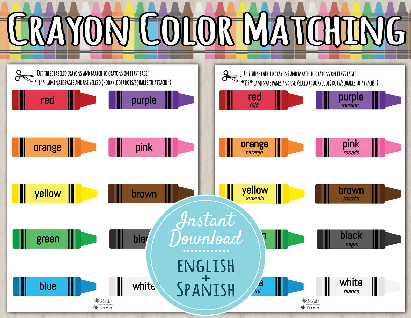 Learning Colors Crayon Printable Activity DIGITAL DOWNLOAD - Etsy