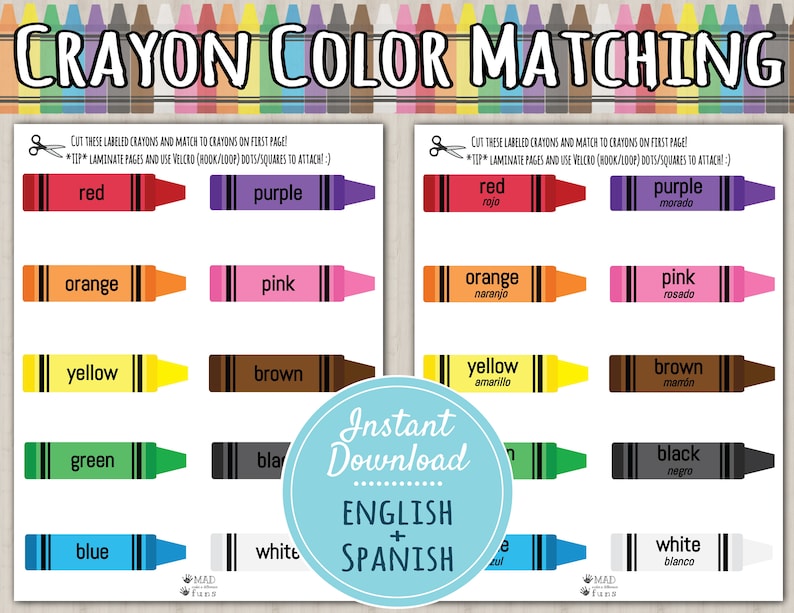 Learning Colors Crayon Printable Activity DIGITAL DOWNLOAD - Etsy