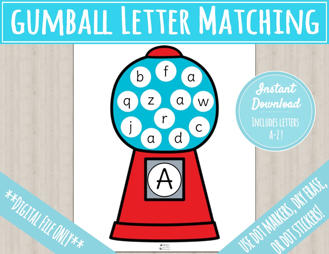 Gumball Machine Letter Matching Printable Activity| Busy Binder ...