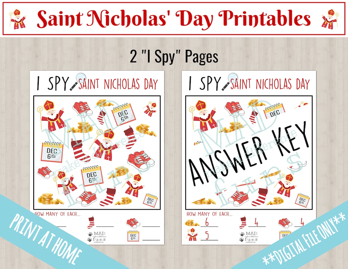 Saint Nicholas Day Printables St. Nicholas Day Activity St - Etsy