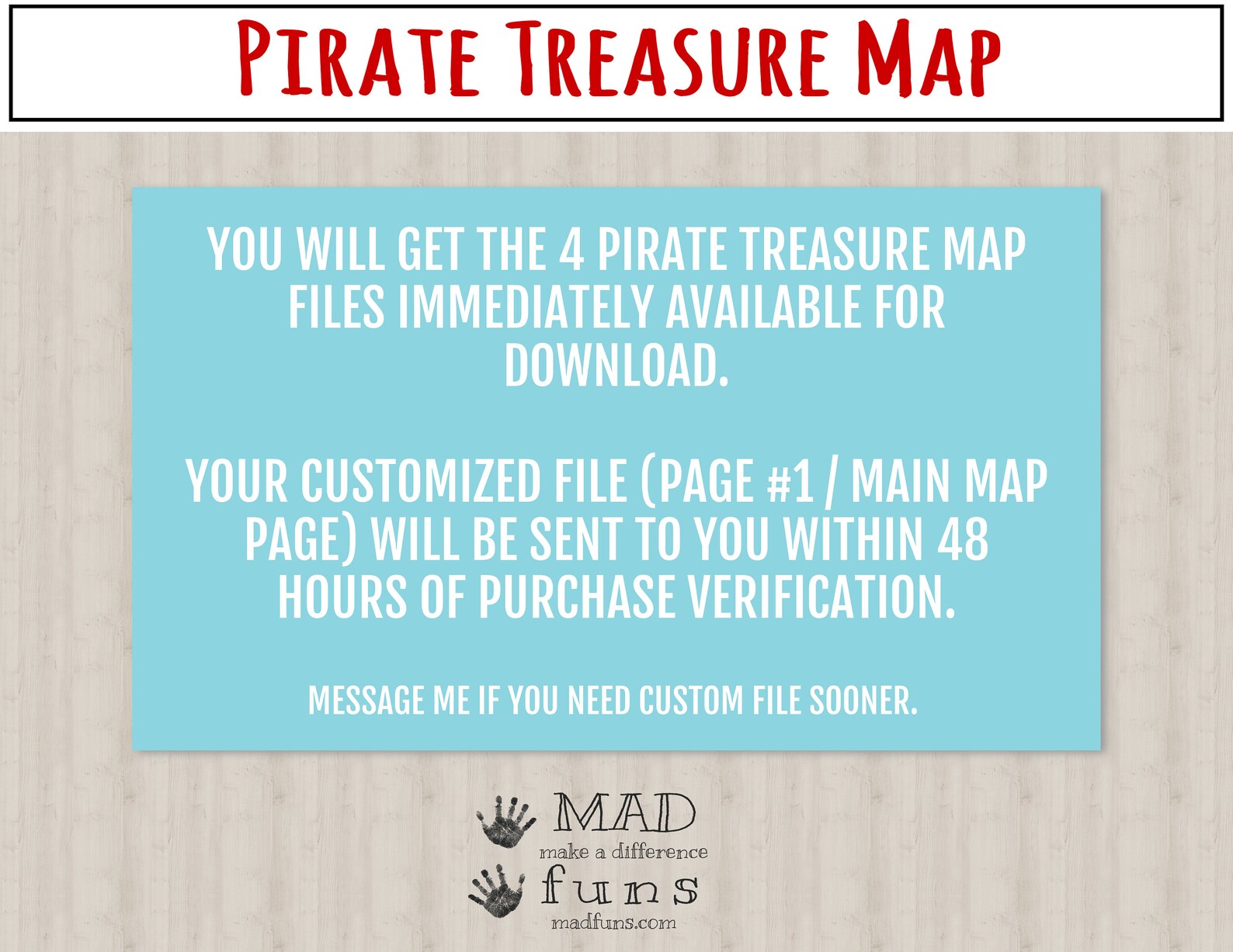 Customized Pirate Treasure Map Activity Ready SAME Day - Etsy