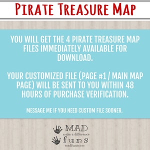 Customized Pirate Treasure Map Activity | Ready SAME Day! | PRINTABLE ...