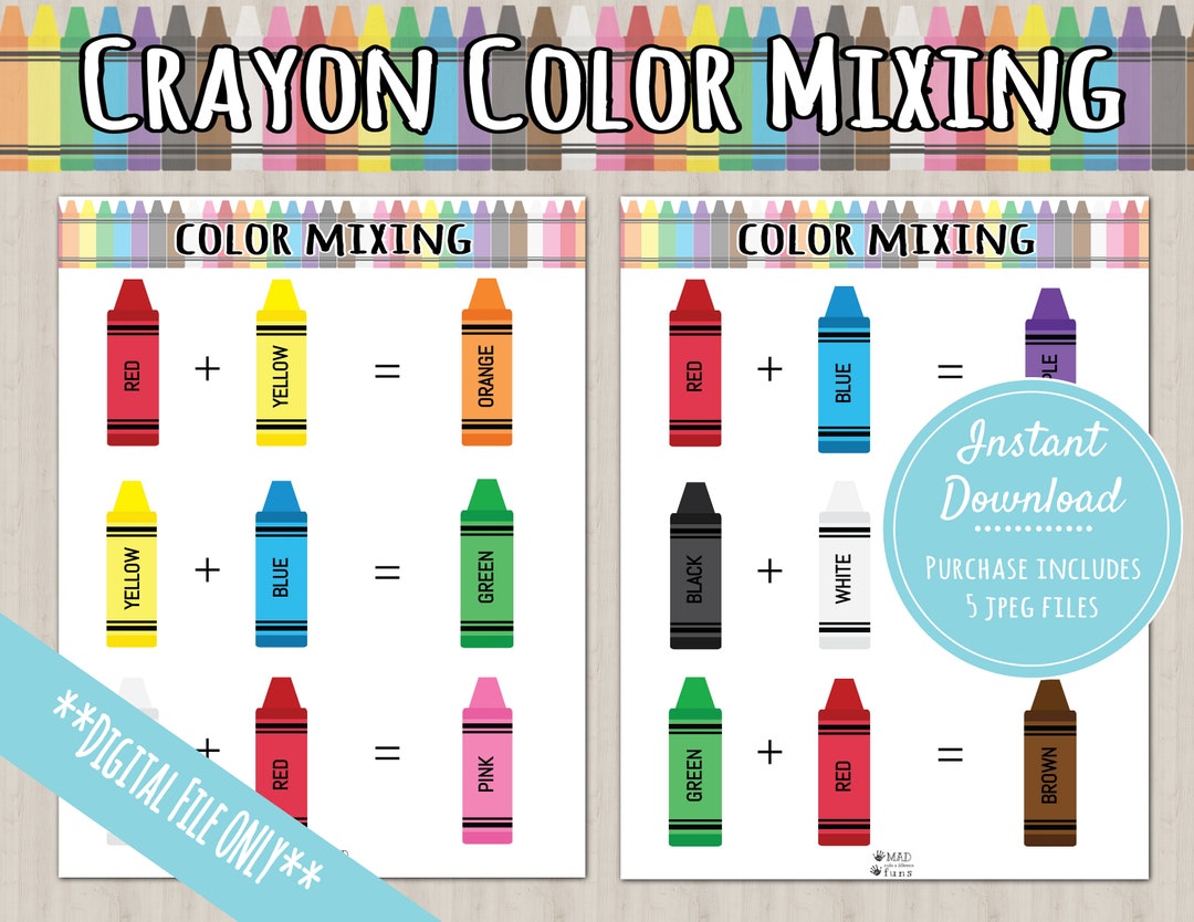 Color Mixing Crayon Activity |INSTANT PRINTABLE DOWNLOAD| Learn Colors ...