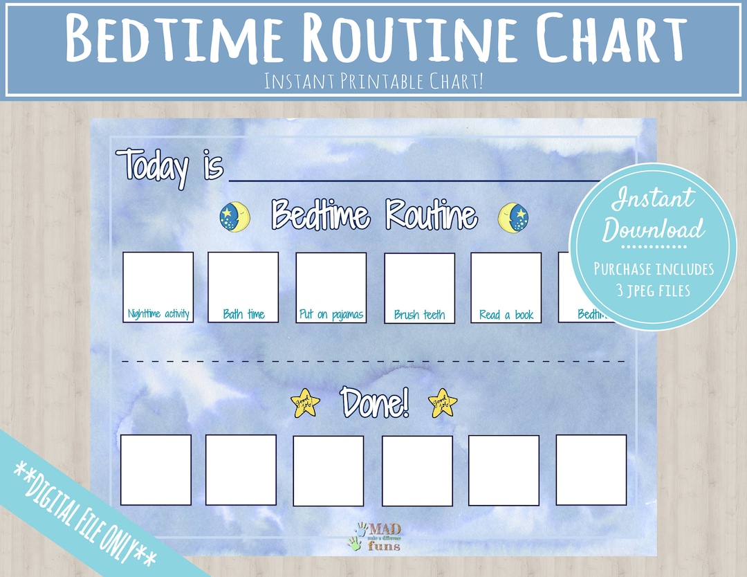Bedtime Routine Chart for Toddlers |toddler Matching Activity| INSTANT ...