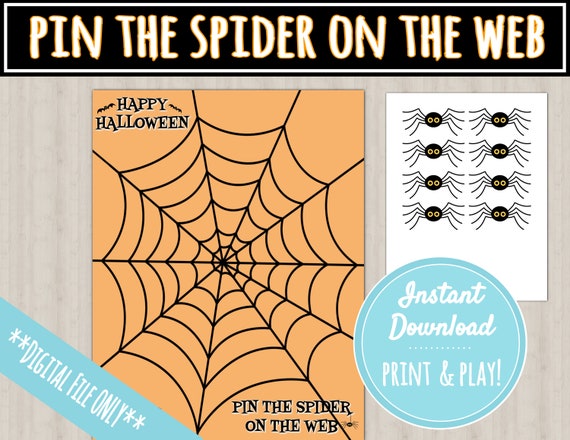 Pin the Spider on the Web Game INSTANT PRINTABLE DOWNLOAD | Etsy