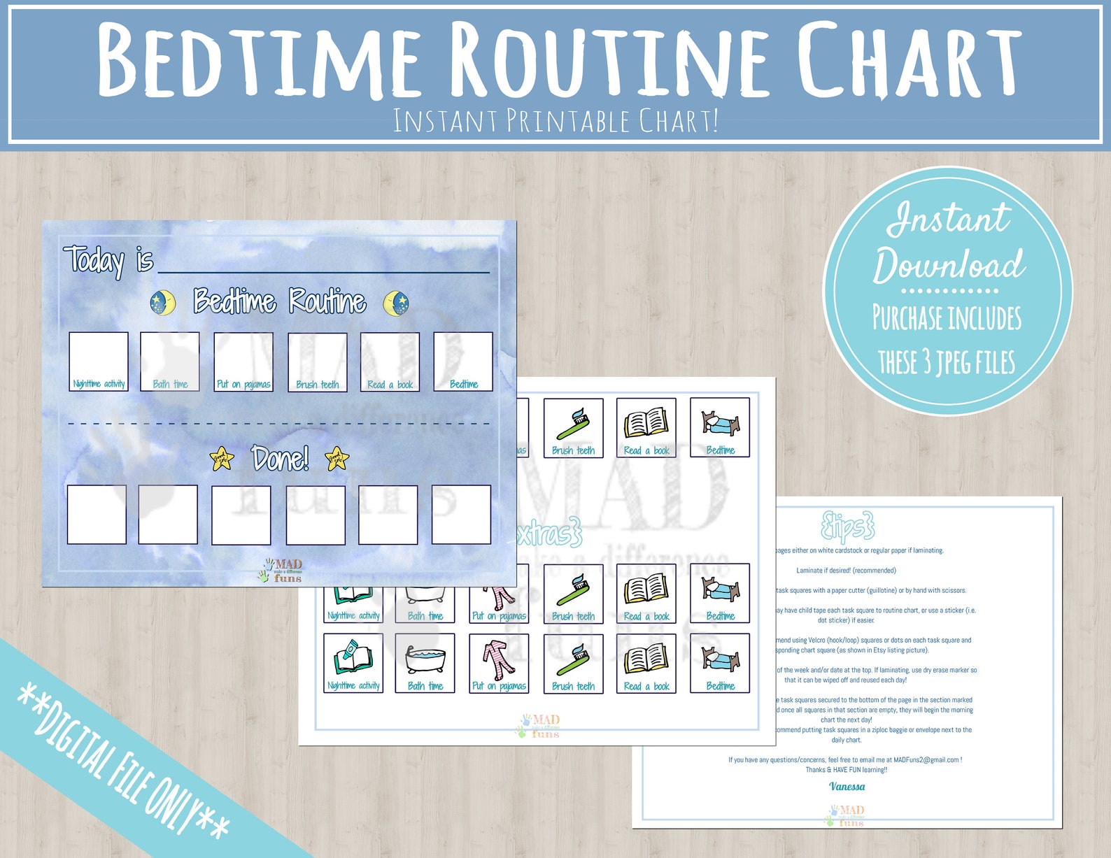 Bedtime Routine Chart for Toddlers |toddler Matching Activity| INSTANT ...