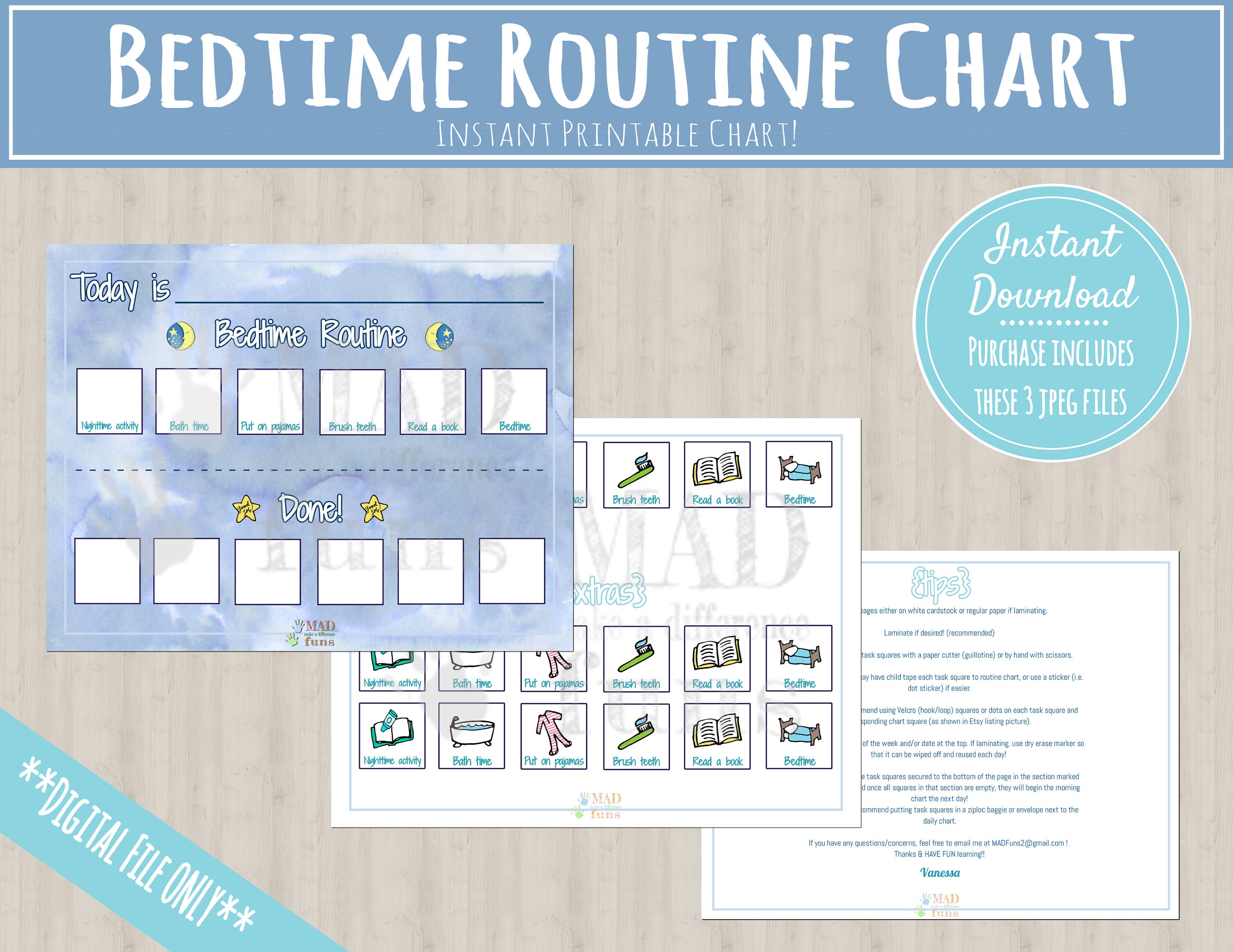 Bedtime Routine Chart for Toddlers Toddler Matching Activity | Etsy