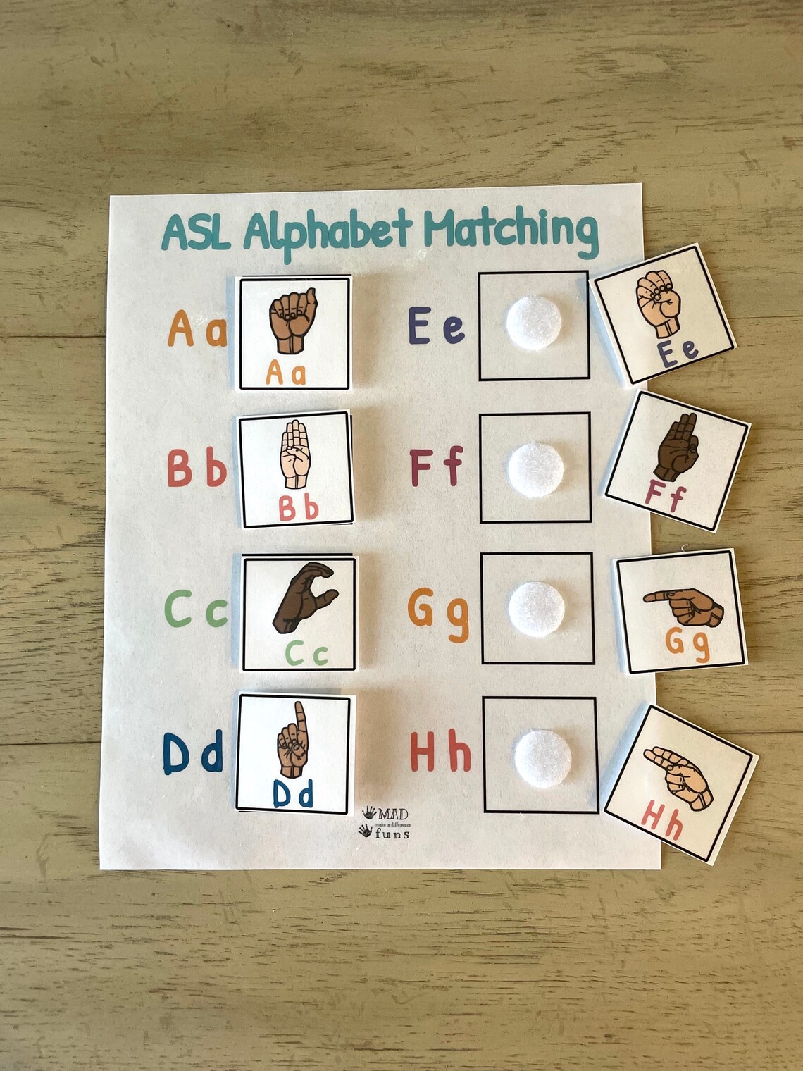 Learn Teach American Sign Language Letter Matching Game ASL | Etsy