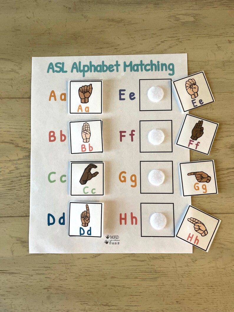 Learn Teach American Sign Language Letter Matching Game ASL | Etsy