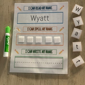 Learn to Read, Spell and Write Name Printable Activity, PERSONALIZED ...