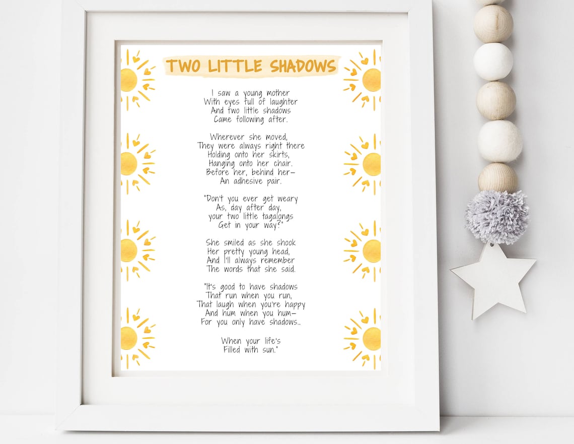 Two Little Shadows Poem Print Digital Download Card for Mom - Etsy