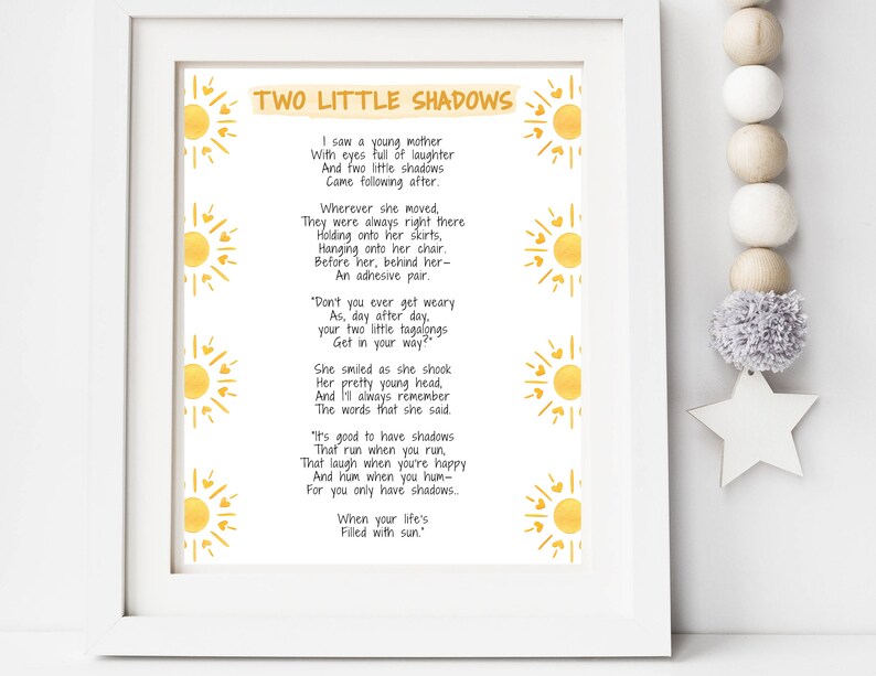 Two Little Shadows Poem Print | Digital Download| Card for Mom ...