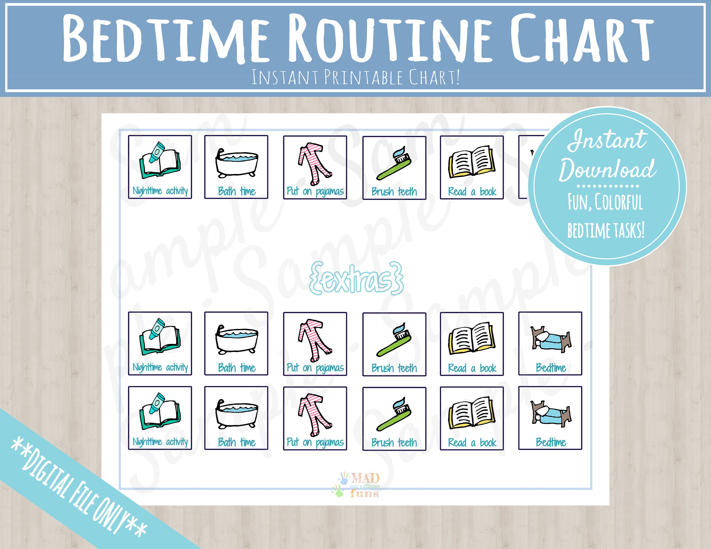 Bedtime Routine Chart for Toddlers Toddler Matching Activity | Etsy