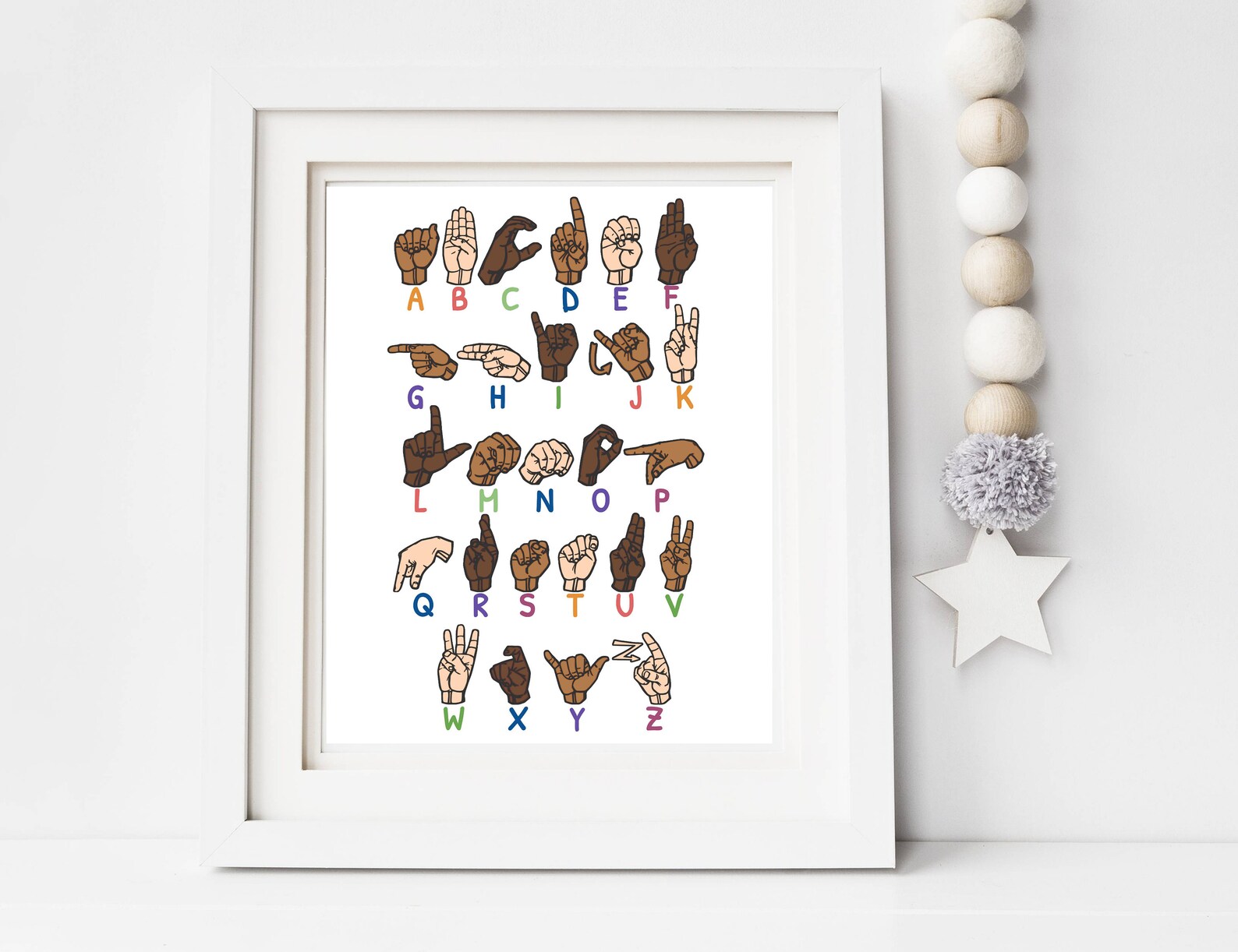 American Sign Language Poster ASL Color Alphabet DIGITAL DOWNLOAD ...