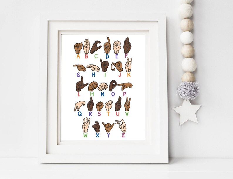 American Sign Language Poster | ASL Color Alphabet | DIGITAL DOWNLOAD ...