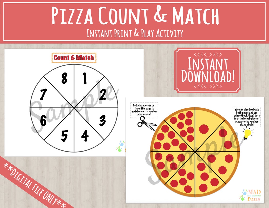 Pizza Count and Match Activity | Printable | INSTANT DOWNLOAD ...