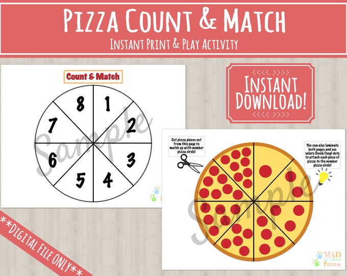 Pizza Count and Match Activity | Printable | INSTANT DOWNLOAD ...