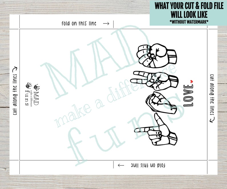 Love Finger Spelling ASL Sign Language 5x7 Printable Greeting | Etsy
