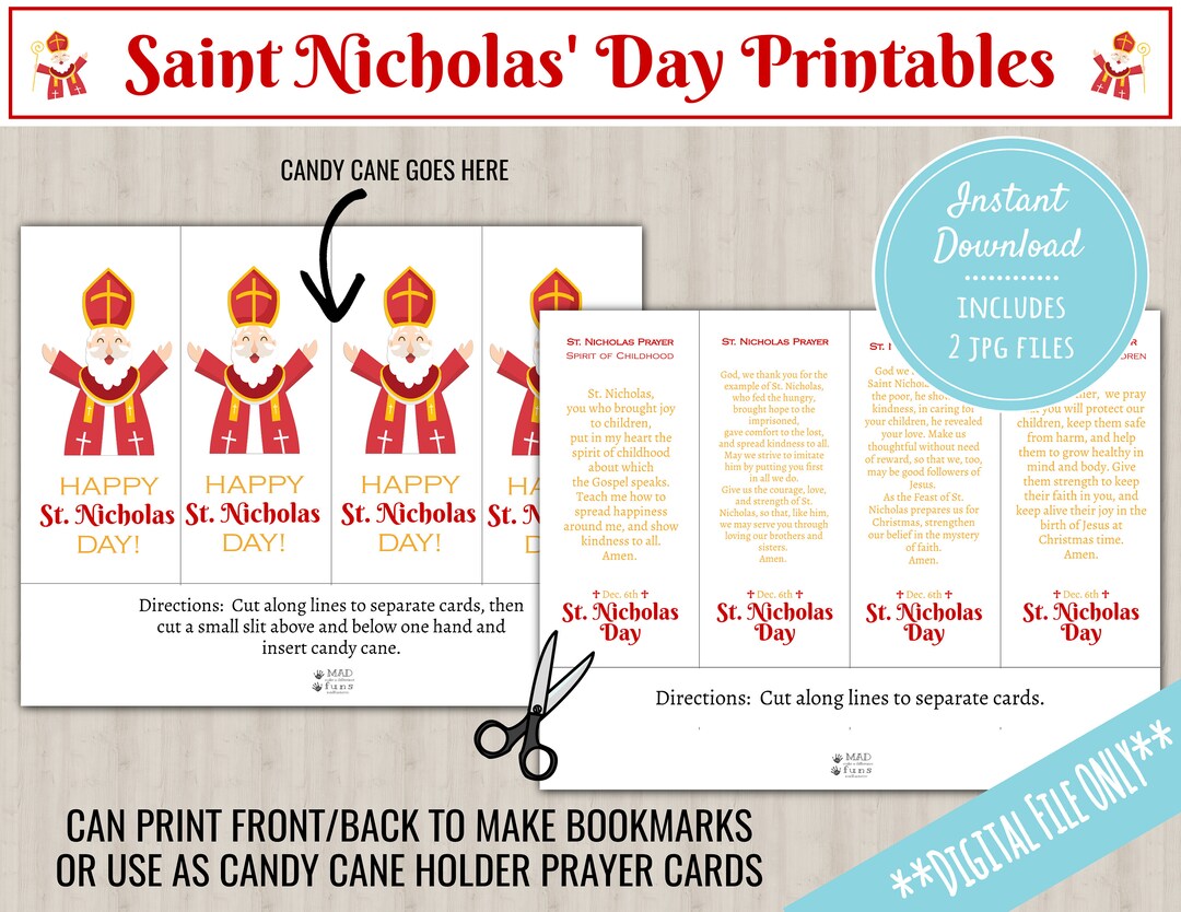 Saint Nicholas Day Printables | Prayer Bookmarks | St. Nicholas Day ...