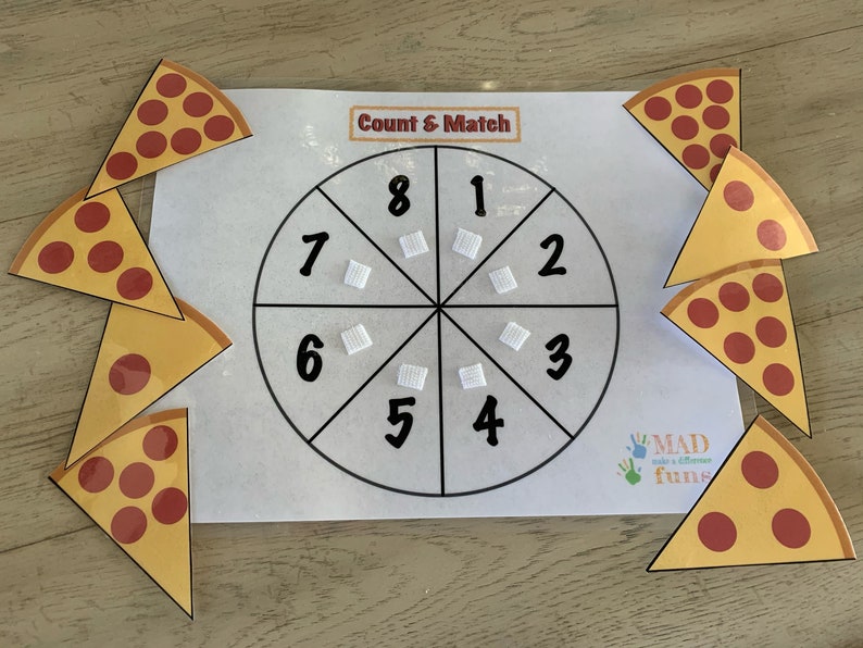 Pizza Count and Match Activity Printable INSTANT DOWNLOAD | Etsy