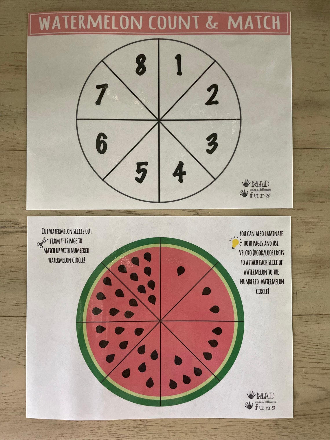Watermelon Count and Match Activity printable INSTANT - Etsy