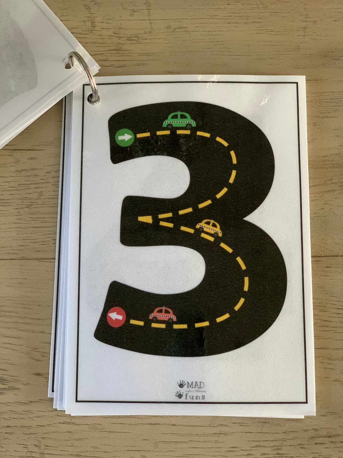 Number Tracing Flashcards Learn Numbers With Cars and Roads | Etsy