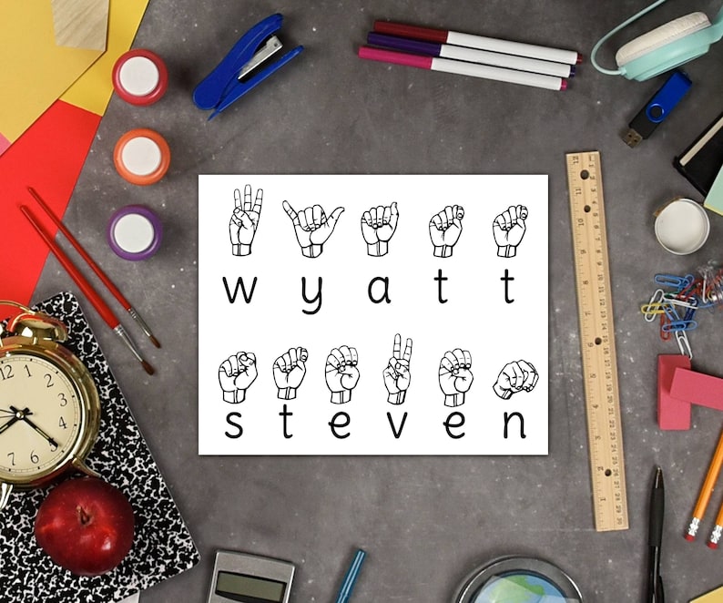 American Sign Language Custom Name Print ASL 8x10 Instant - Etsy