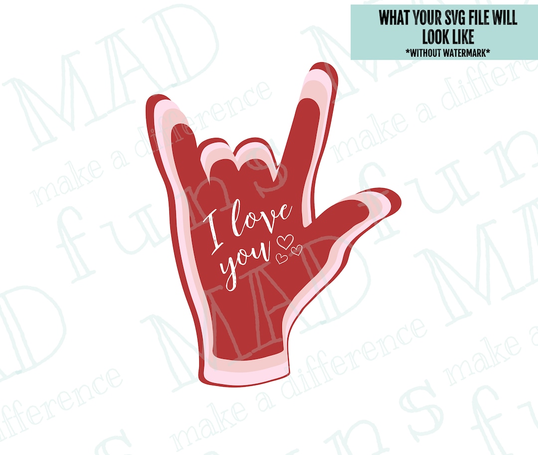 ASL SVG File | I Love You Red Pink Sign Language Hand Symbol SVG File ...