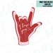 ASL SVG File | I Love You Red Pink Sign Language Hand Symbol SVG File ...