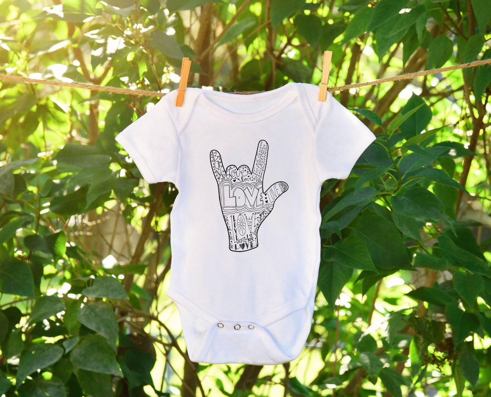 I Love You ASL Hand Drawn Doodle American Sign Language Shirt | White ...