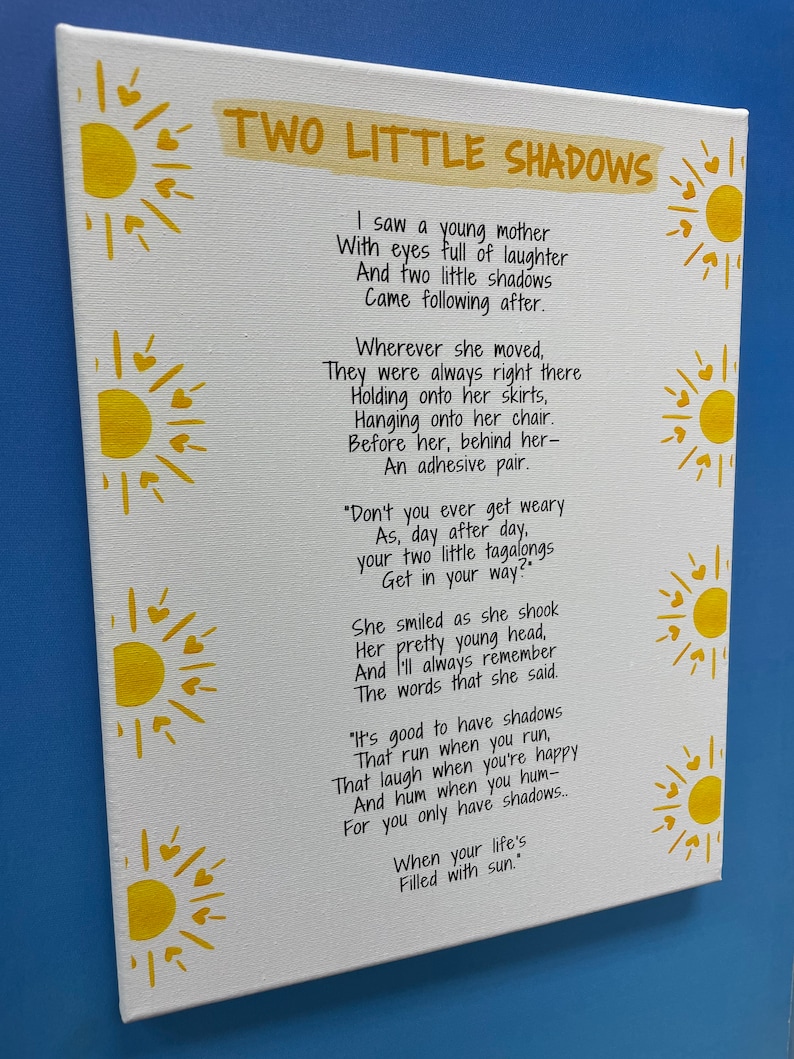 Two Little Shadows Poem Print OR Three Kids Four Kids Five - Etsy