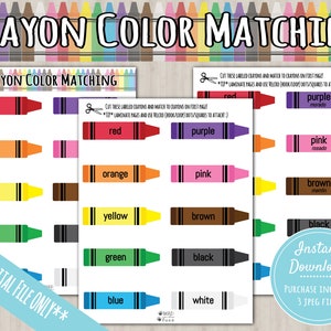 Learning Colors Crayon Printable Activity | DIGITAL DOWNLOAD| Learn ...